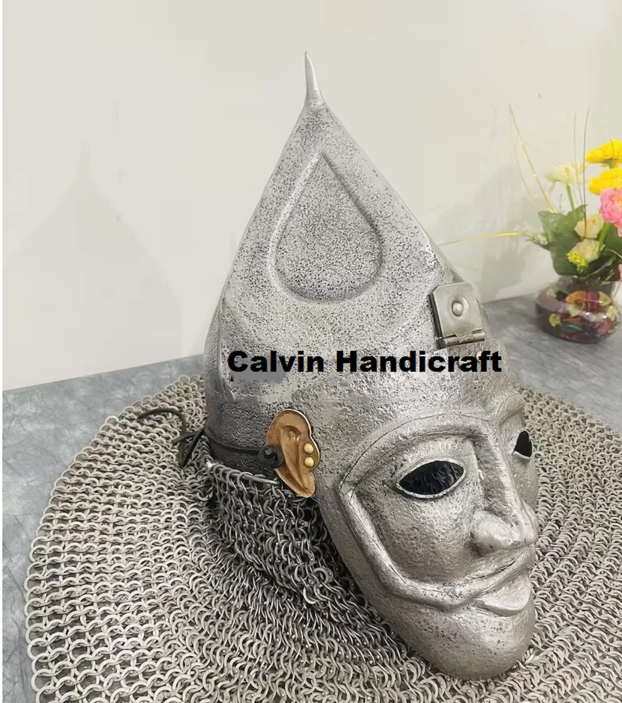Medieval Knight Mask Ottoman Empire Helmet with Chainmail