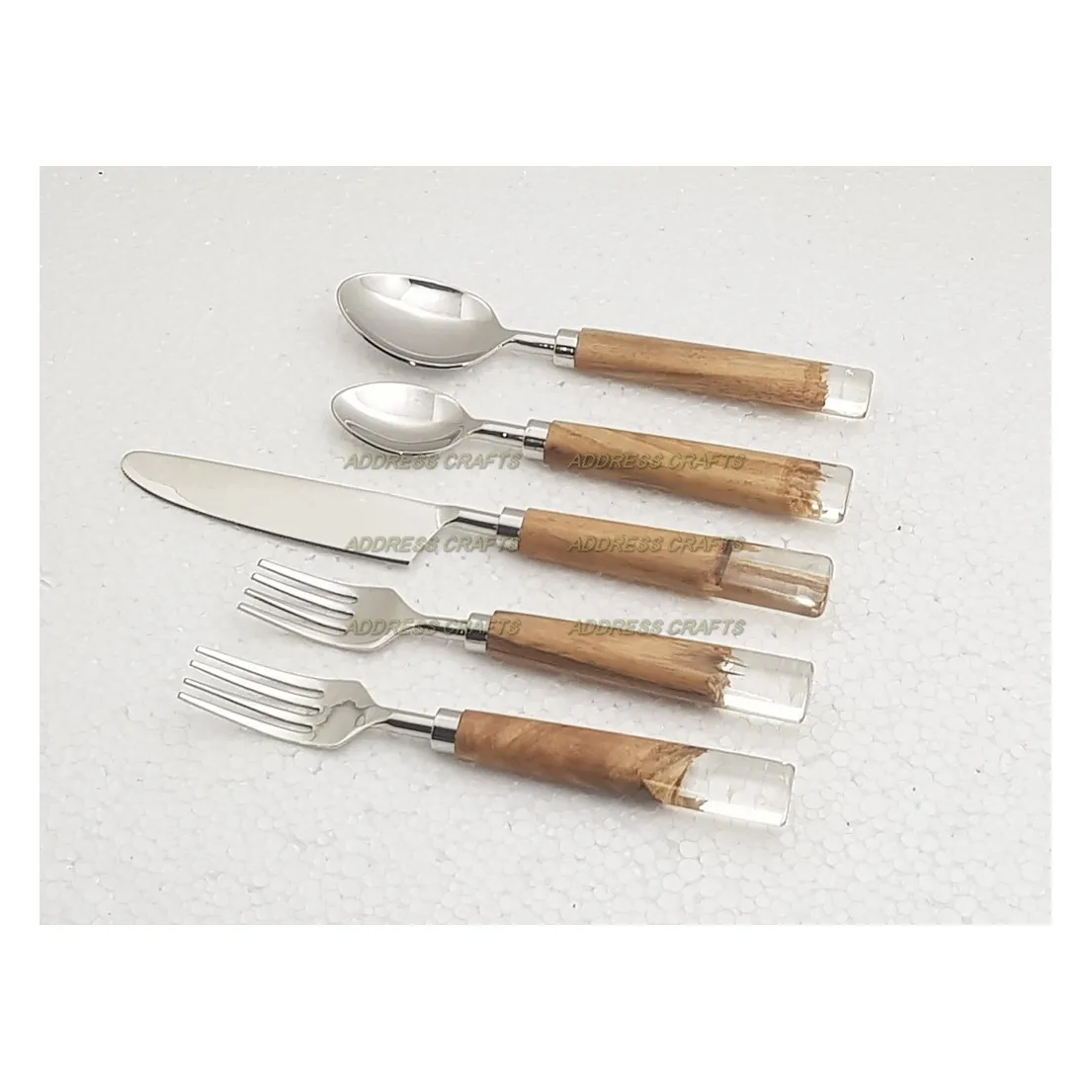 High Quality Stainless Steel Cutlery Flatware Set With Resin Wood ...