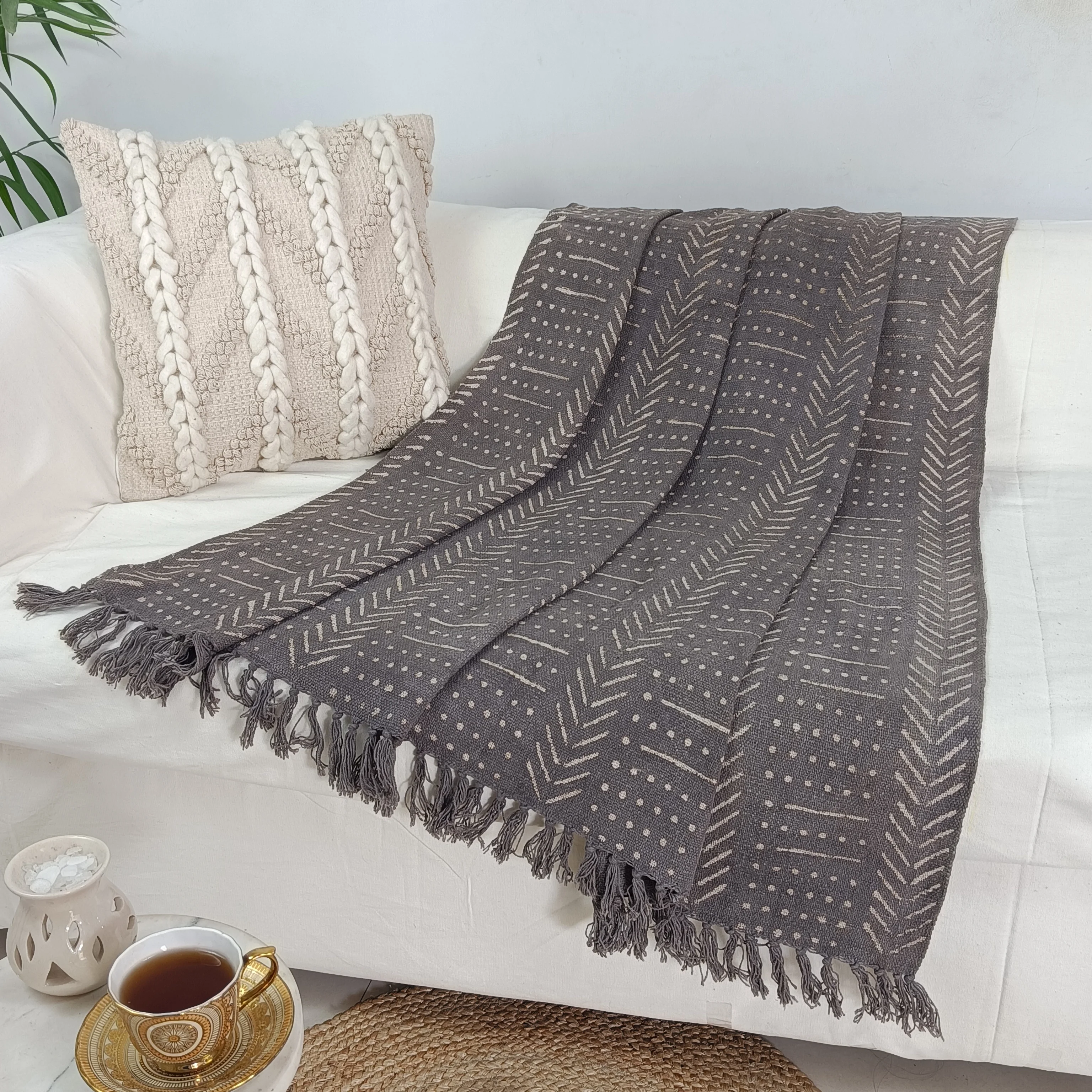 Luxurious Bohemian Mudcloth Cotton Hand Block Printed Throws African ...