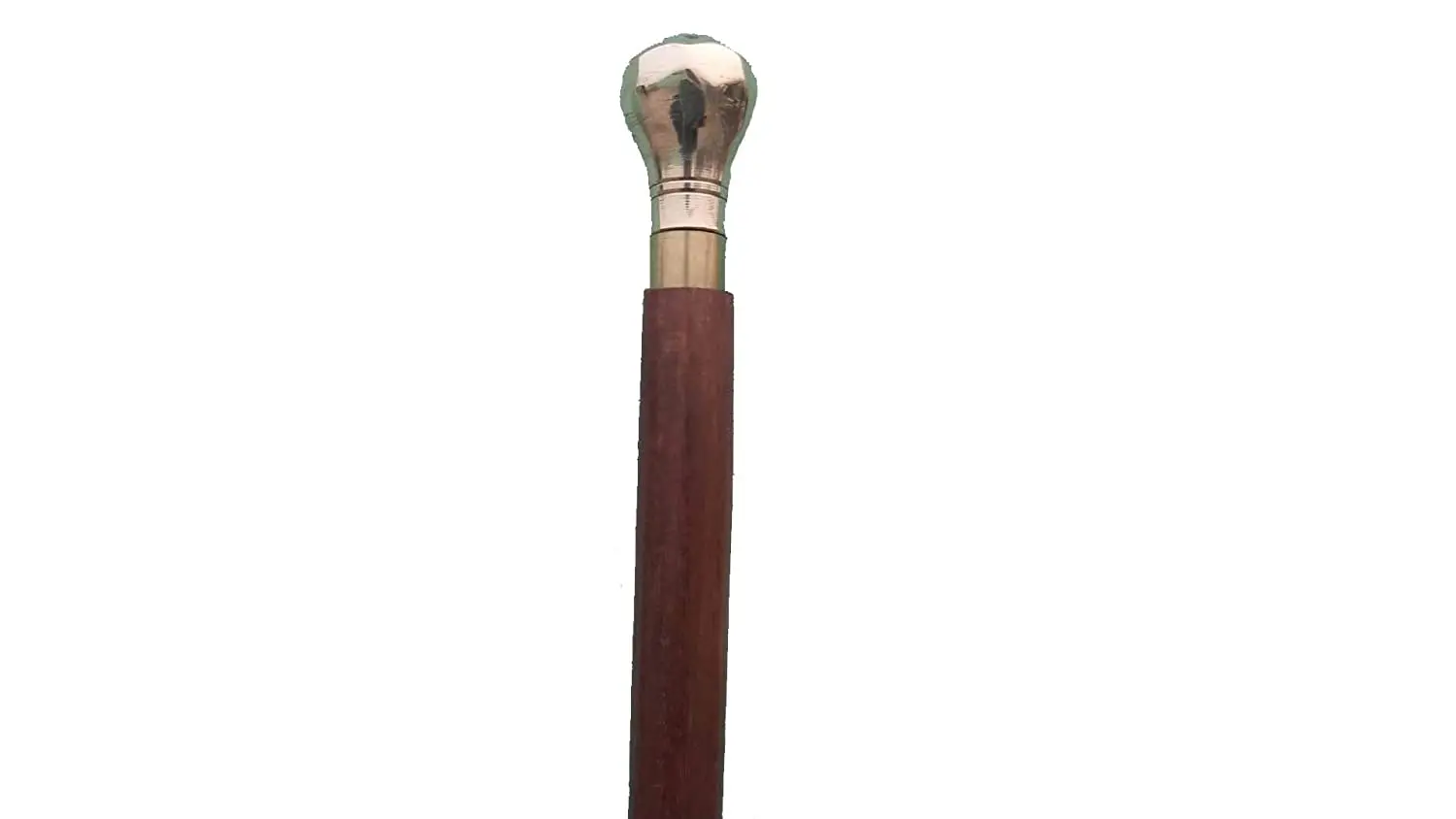 Wooden Stick with Brass Handle Walking Stick for Elderly People Hiking ...