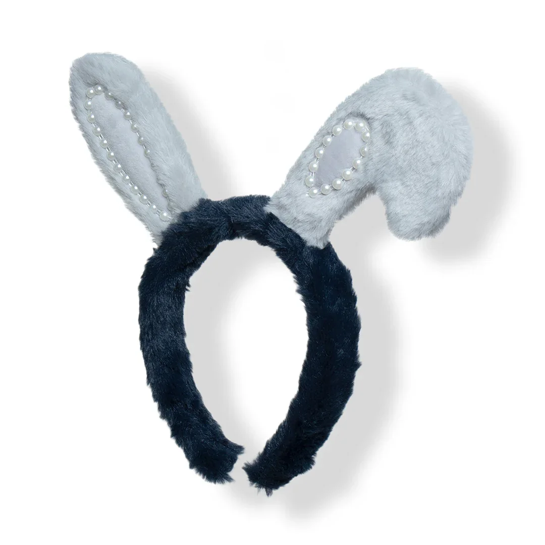 Sweet Style Cute Grey Bunny Ears Headband Fabric and Polyester Fabric ...