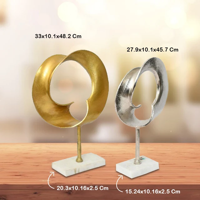 Decorative Metal Sculpture Table Top Statue Home Living Room Decor Set ...