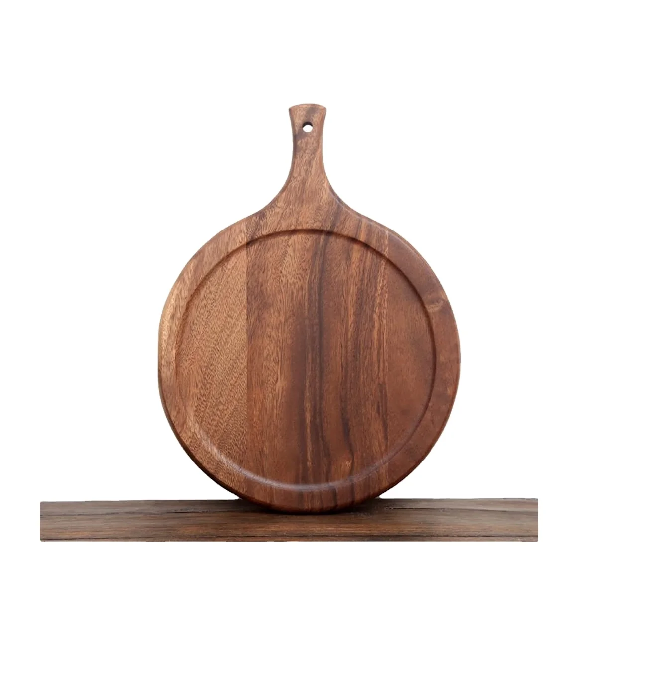 Pizza Server With Grooves Walnut Wood Serving Platter Round Serving ...
