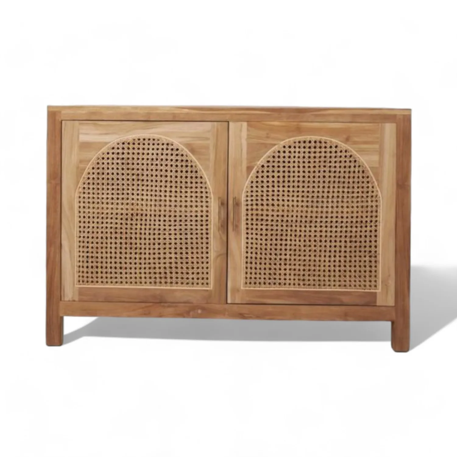 Handcrafted Natural Unfinished Sap Teak Wood Rattan Console Storage TV ...