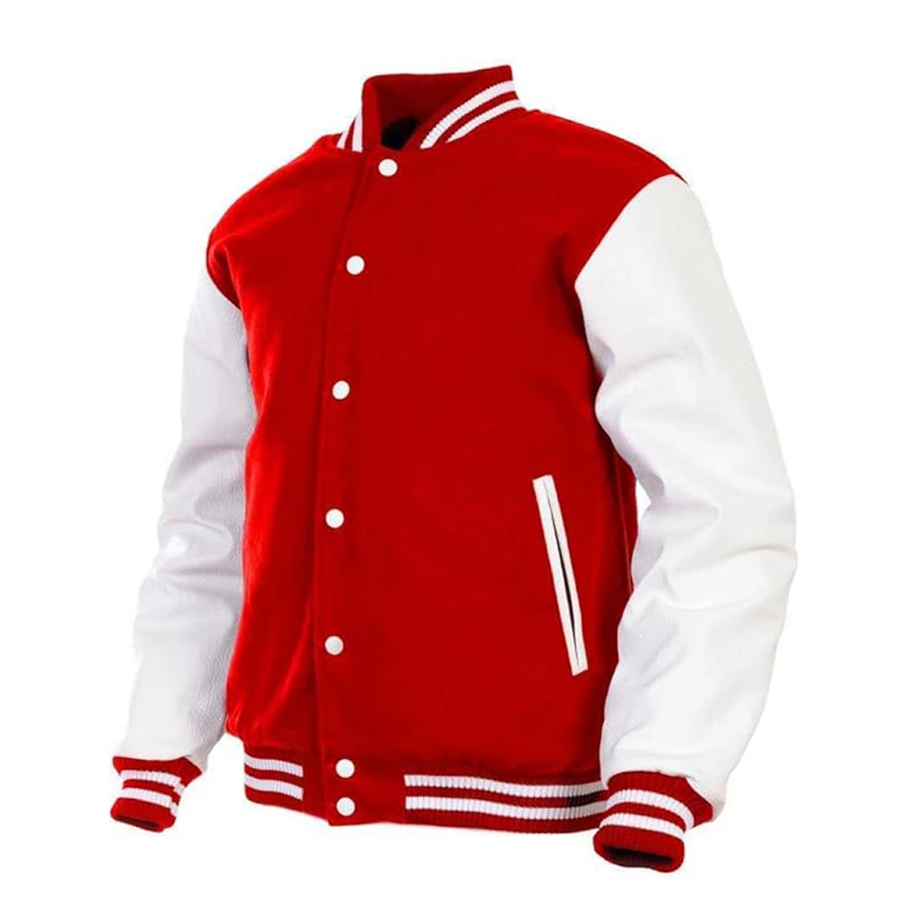 Custom Embroidery Logo Men Leather Jacket Baseball Bomber Short Stand ...