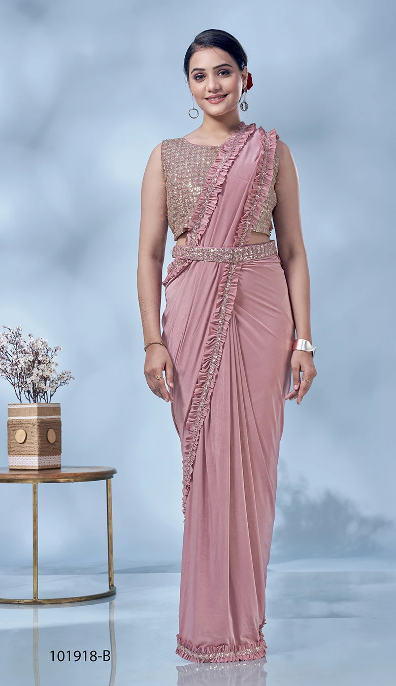 Premium Party Wear Ready To Wear Saree With Beautiful Sequins Work For Women By Fabzone India