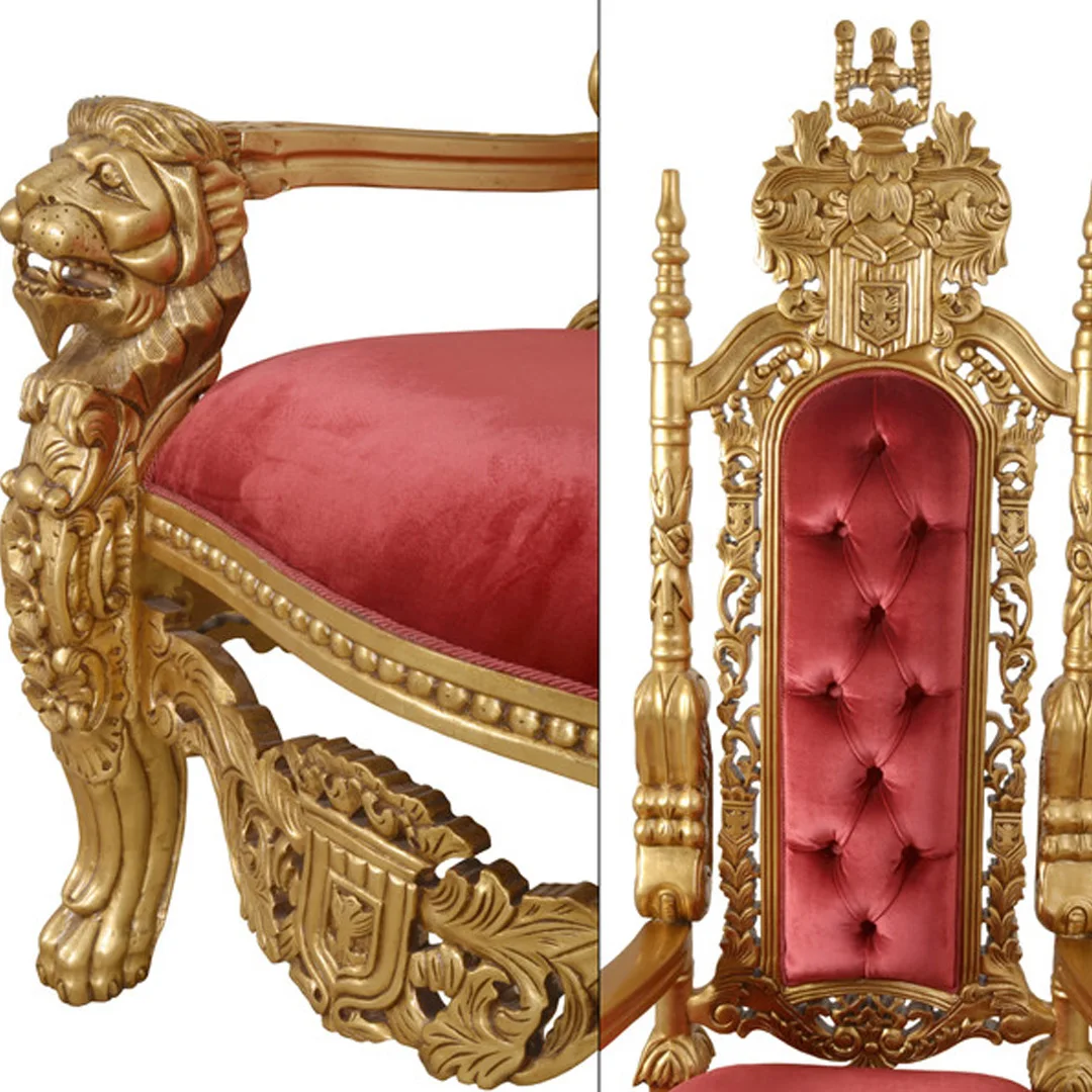 Antique Gold Handmade Lion Chair With Antique Finish In Premium Solid ...