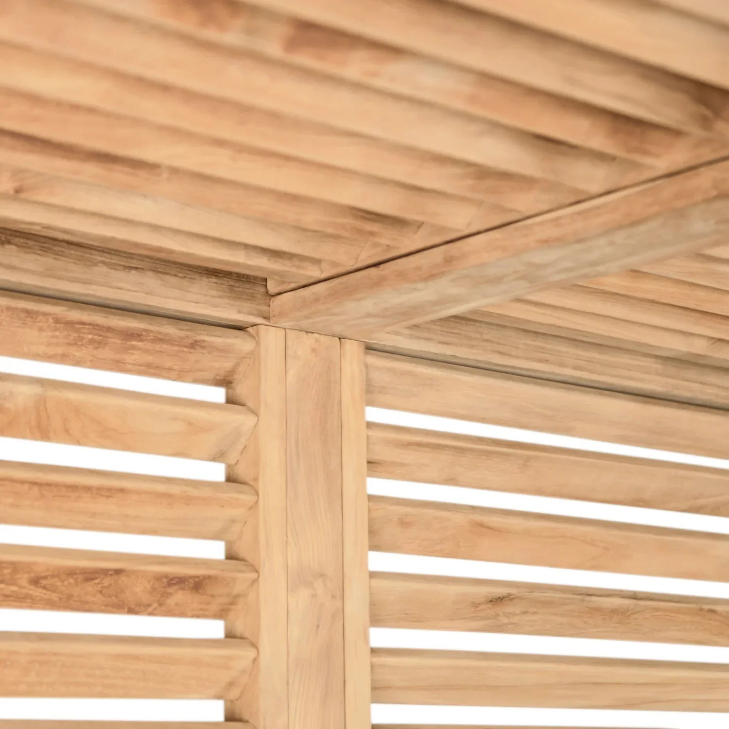 Patio Teak Wood Cabana Slats with Cushion - Natural Finishing