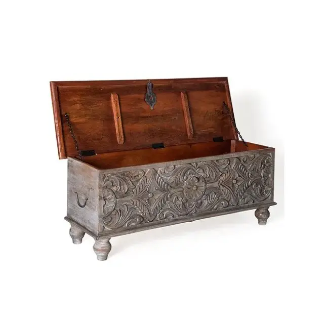 Vintage Mango Wooden Trunk Box Industrial Rustic Retro Storage Wood ...
