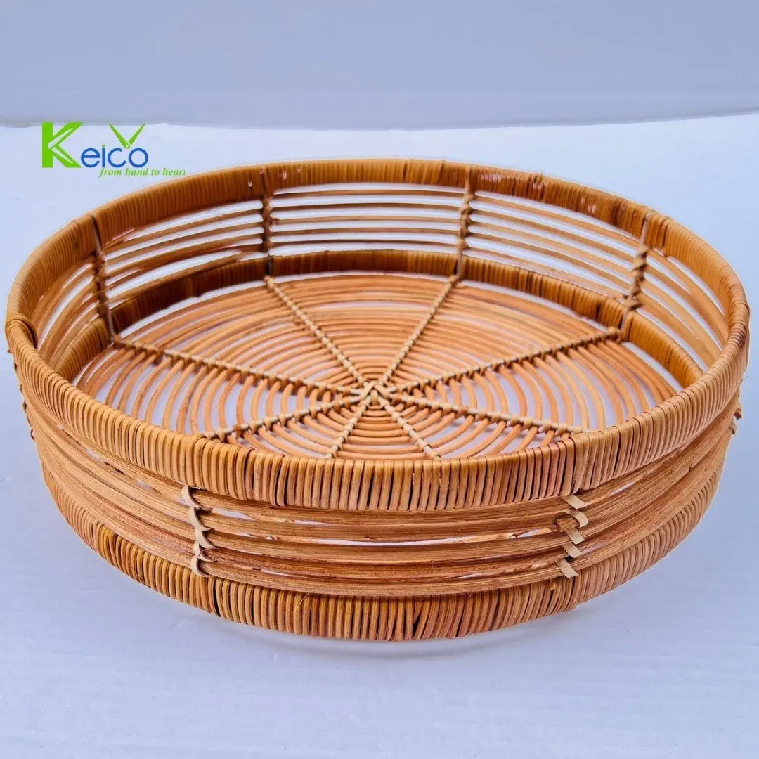 Handmade Natural Rattan Plate Decor With Handle High Quality For Home ...