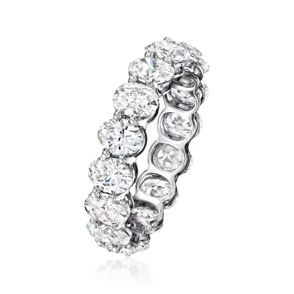 Oval Lab-grown Diamond Eternity Band In 14k White Gold | Elegant Fine ...