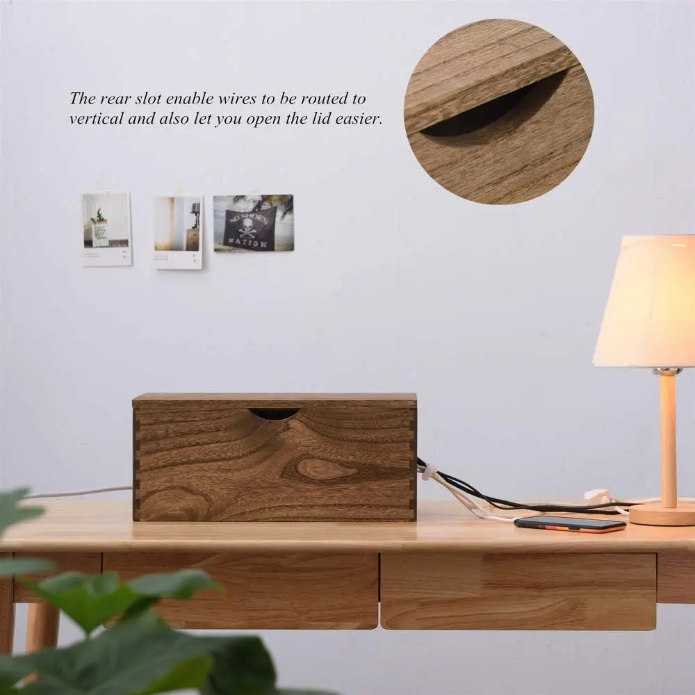Cable Management Box Wooden Cable Organizer Hide Power Strips ...