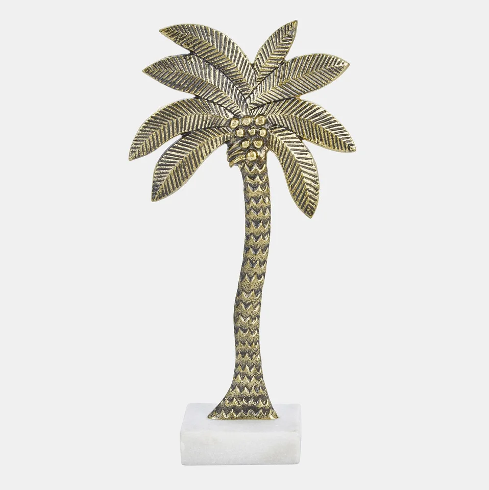 Handmade Coconut Tree Shape Modern Antique Gold Sculpture