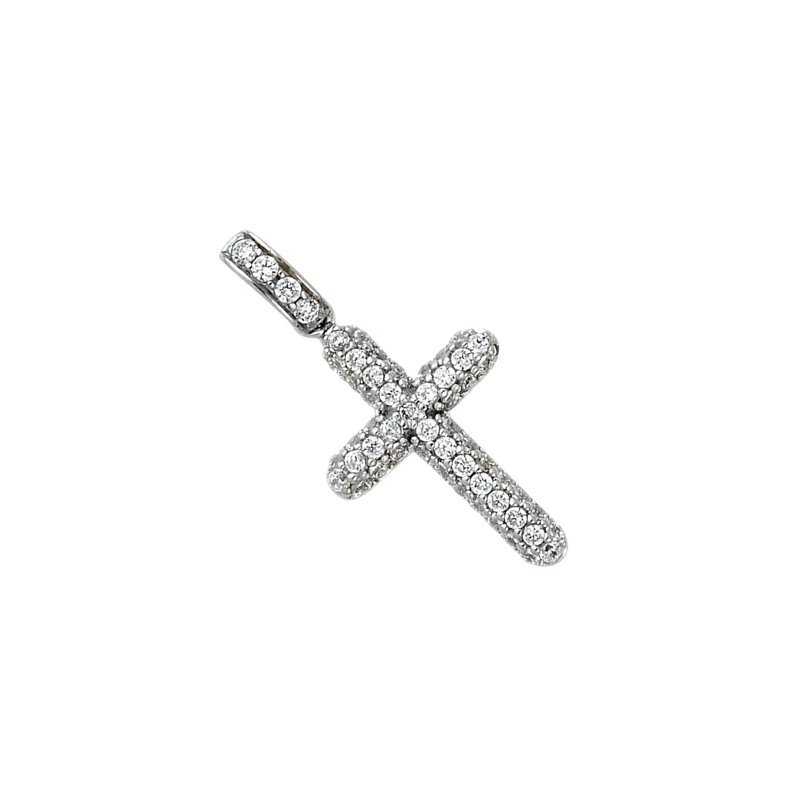 Silver Plated Diamond Studded Cross Pendant Fashion Jewelry Accessories ...