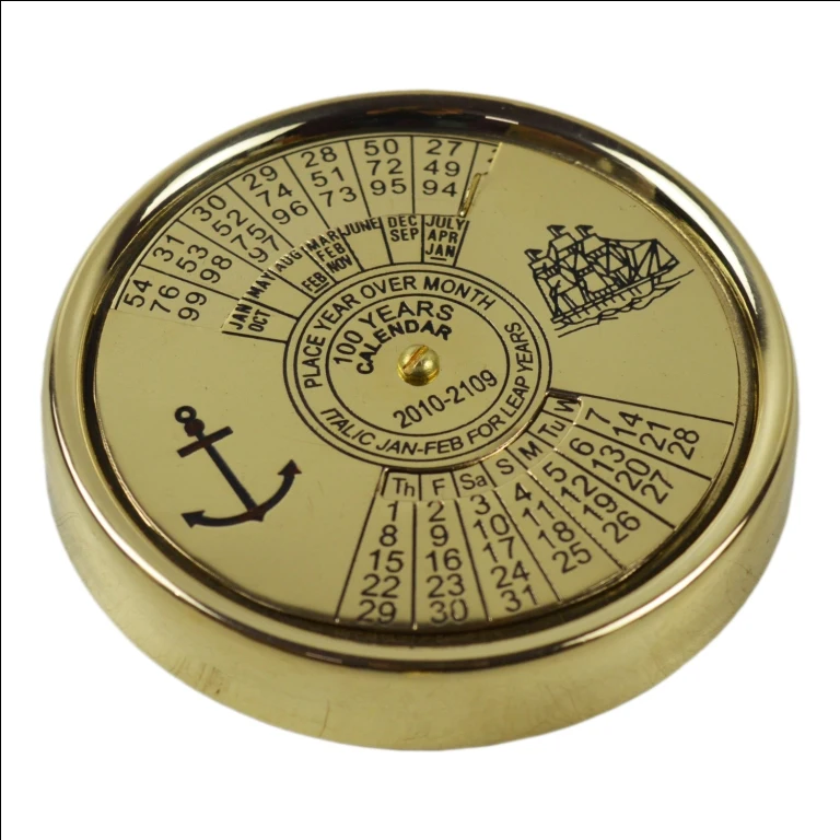 Calendar Compass Shiny Brass 100 Years Nautical Calendar Marine ...