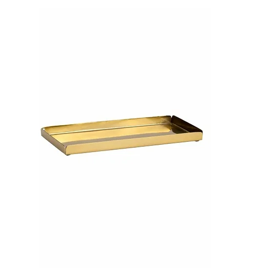 Stylish Golden Long Rectangular Metal Serving Tray With Handles in ...