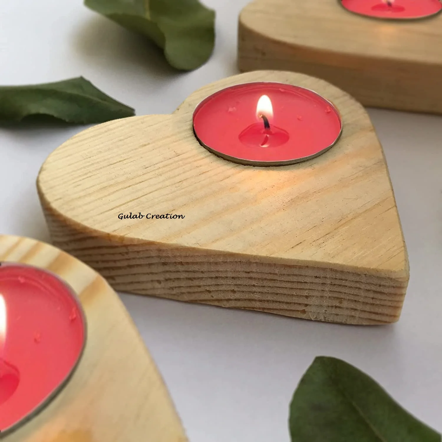 Heart Shape Wood Candle Holder - Perfect for Home Decor
