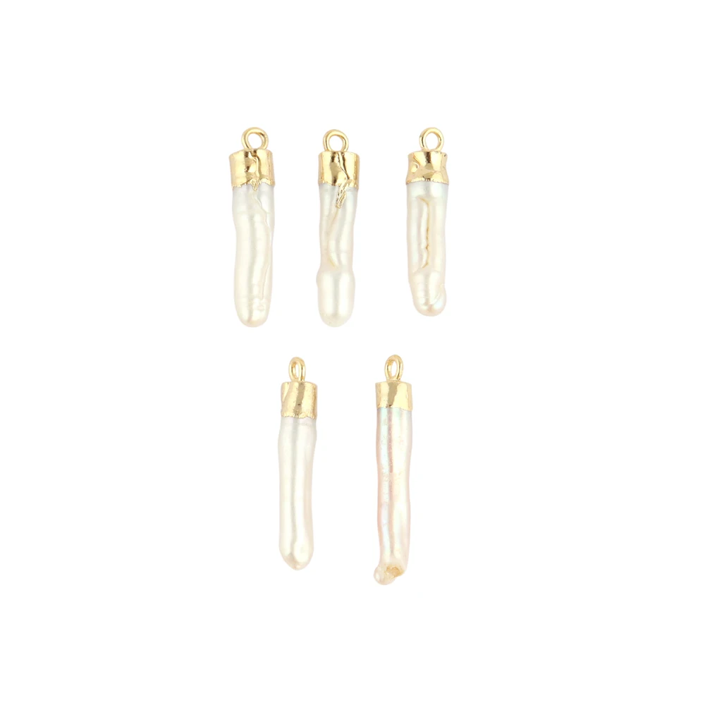 Natural Long Freshwater Pearl Connector Gold Electroplating Single Bail ...