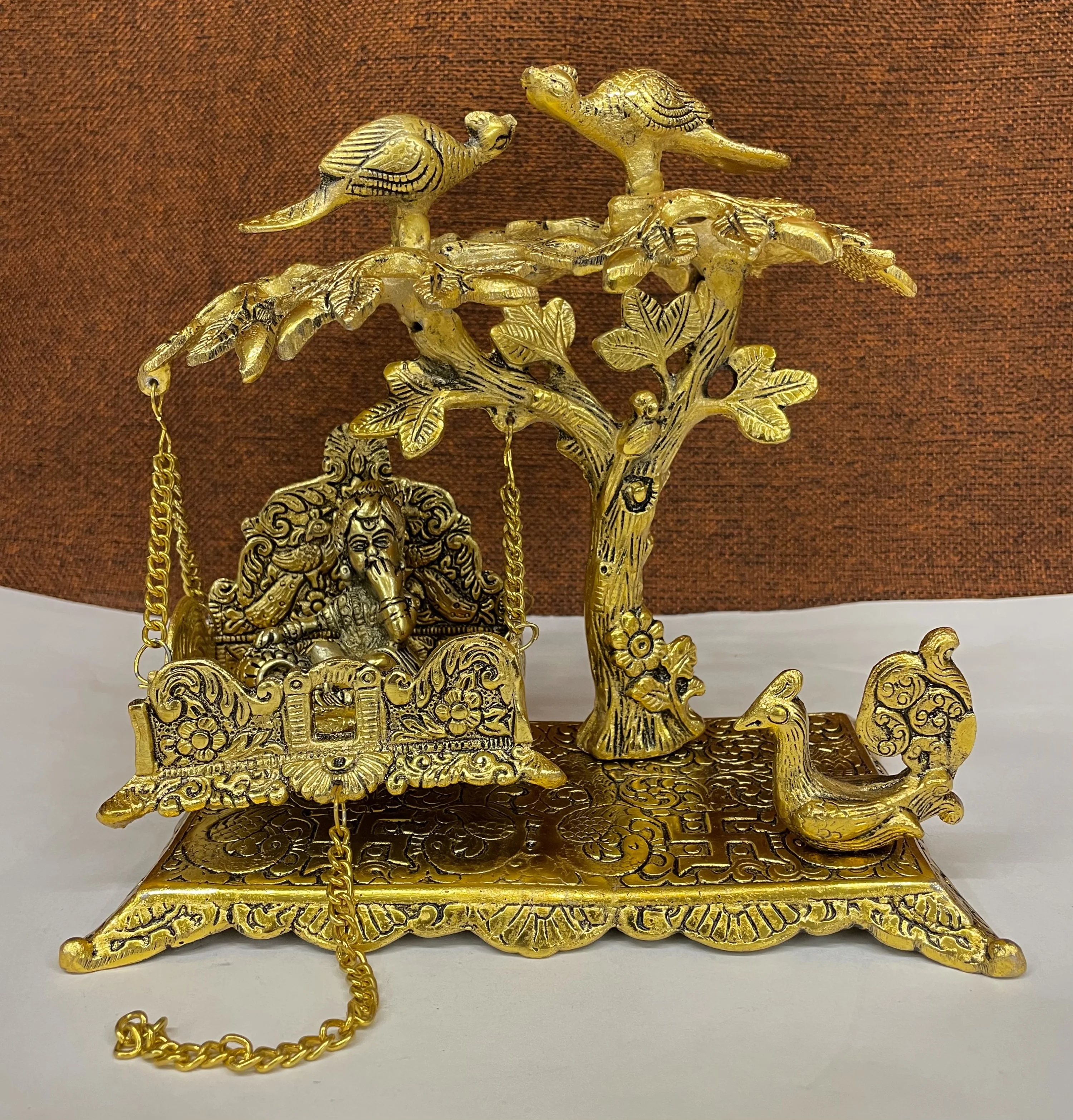 Metal Krishna Swing Jhula Laddu Gopal Jhula for Home Mandir