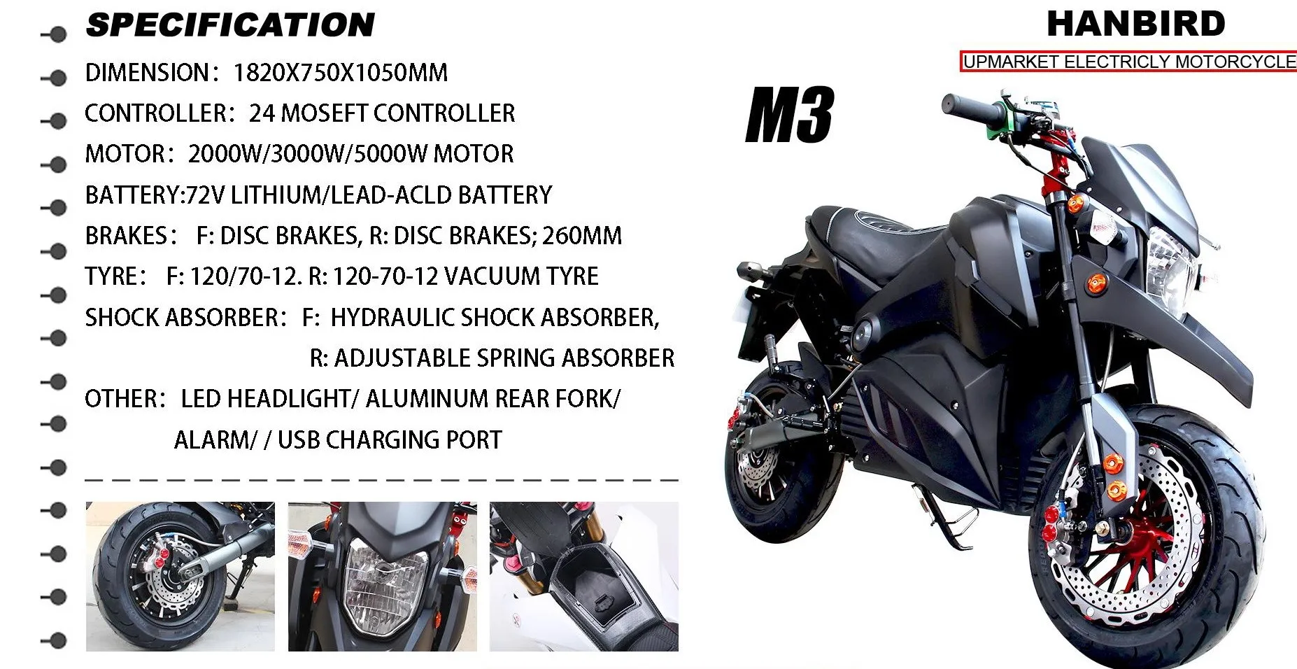 Adult Racing M3 Electric Scooter 65km/h 3kw Qs Motor Brushless 72v 40ah ...