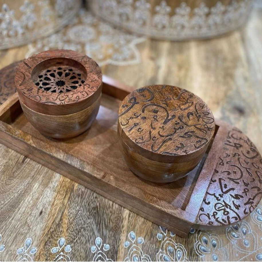 Ramadan Gifting Wooden Bakhoor Burner Tray Set At Wholesale Price - Buy ...