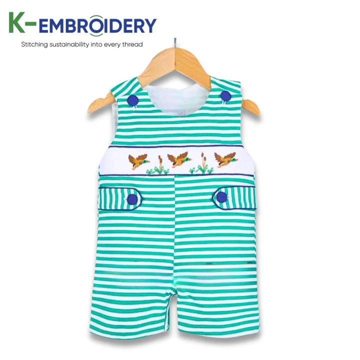 Beautiful Baby Boy Hand Smocked Duck High-quality Jumpsuits Playsuits ...