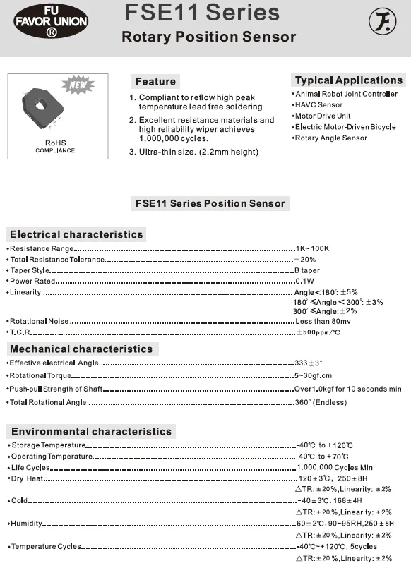 11mm Thin Rotary Position Sensor Dust Proof Fr4 Smd Long Life 1 Million ...