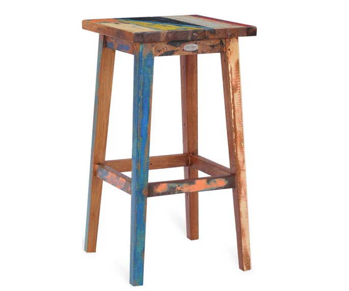 Cheap Tety Recycled Boat Wood Bar Stool Chair With Rectangular Seat For ...