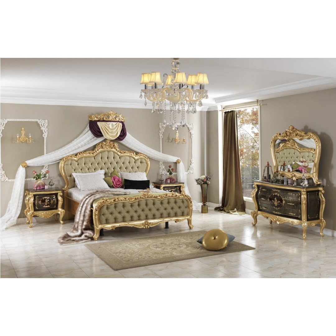 Mayora Classic Luxury Bedroom Set Made Of Solid Mahogany Wood With Hand ...