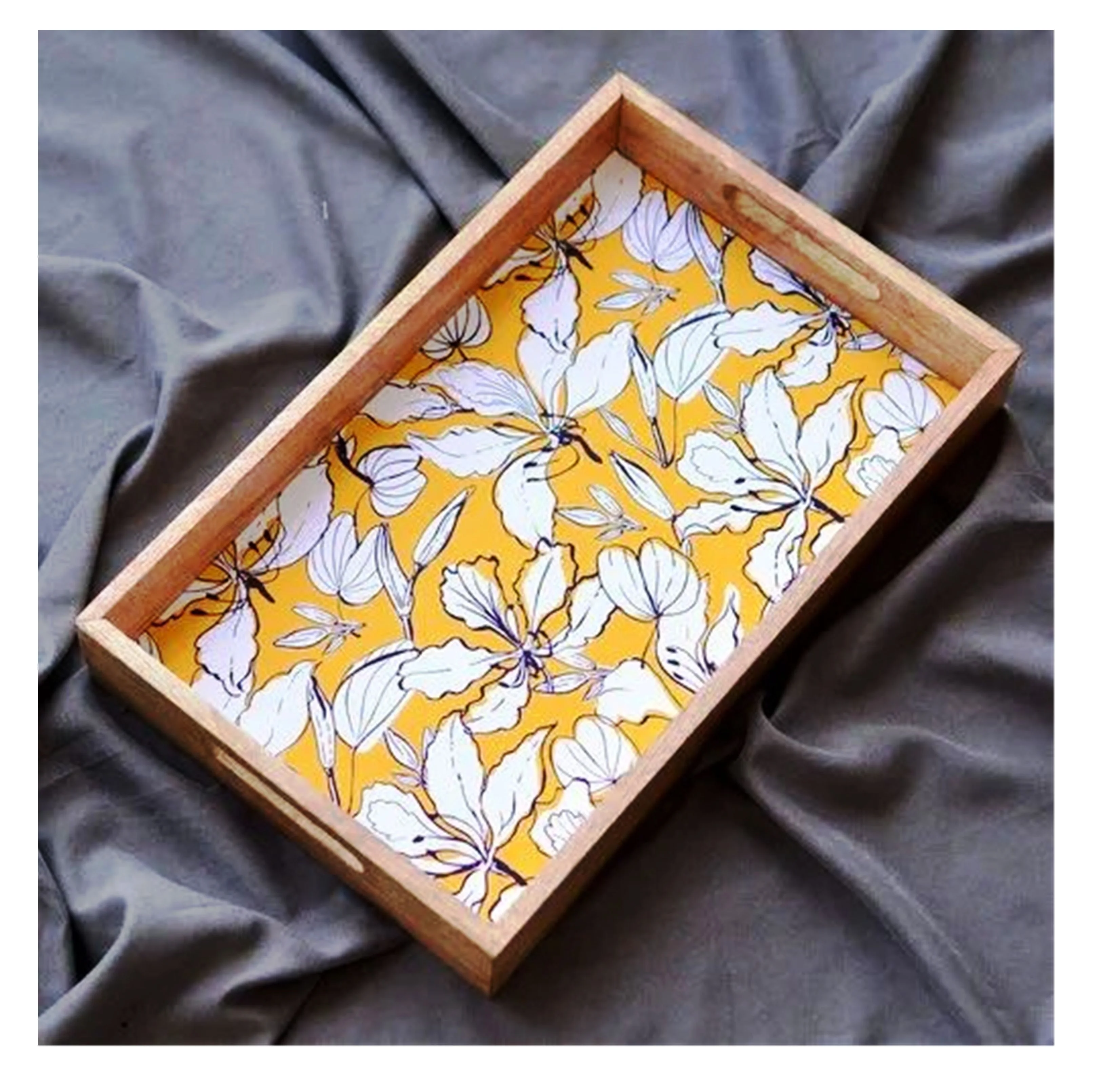 MDF Wood MOP Zigzag Design Tray Small 8 X 5 Inch Serving Tray Latest ...