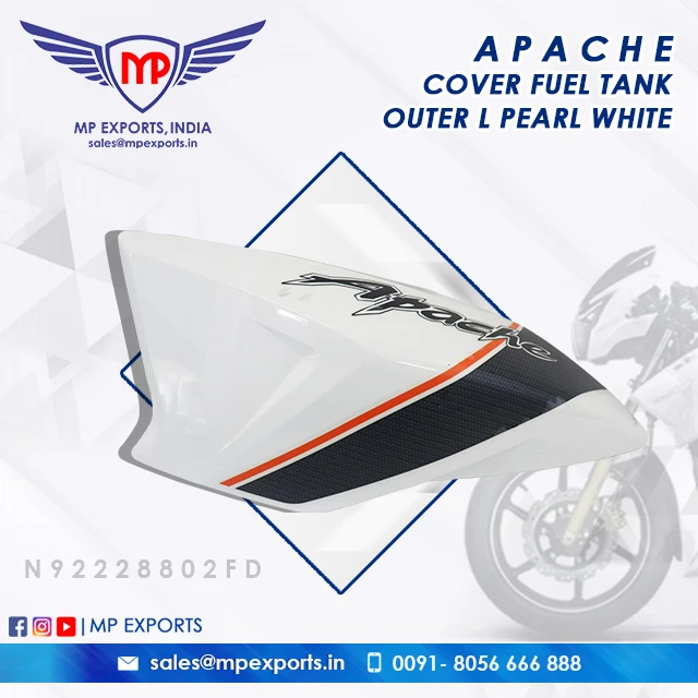 Genuine Quality Pearl White Fuel Tank Cover for TVS Apache