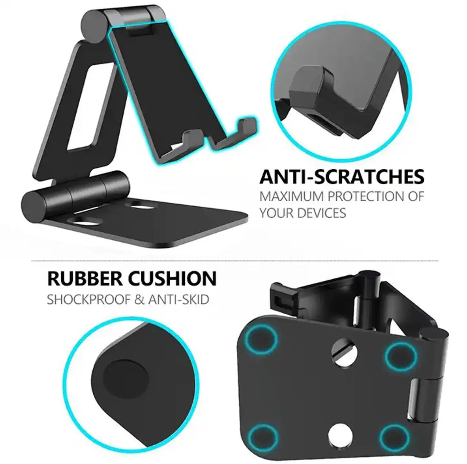 Dual Folding Cell Phone Holder Stand Adjustable Aluminum Mount Bracket ...