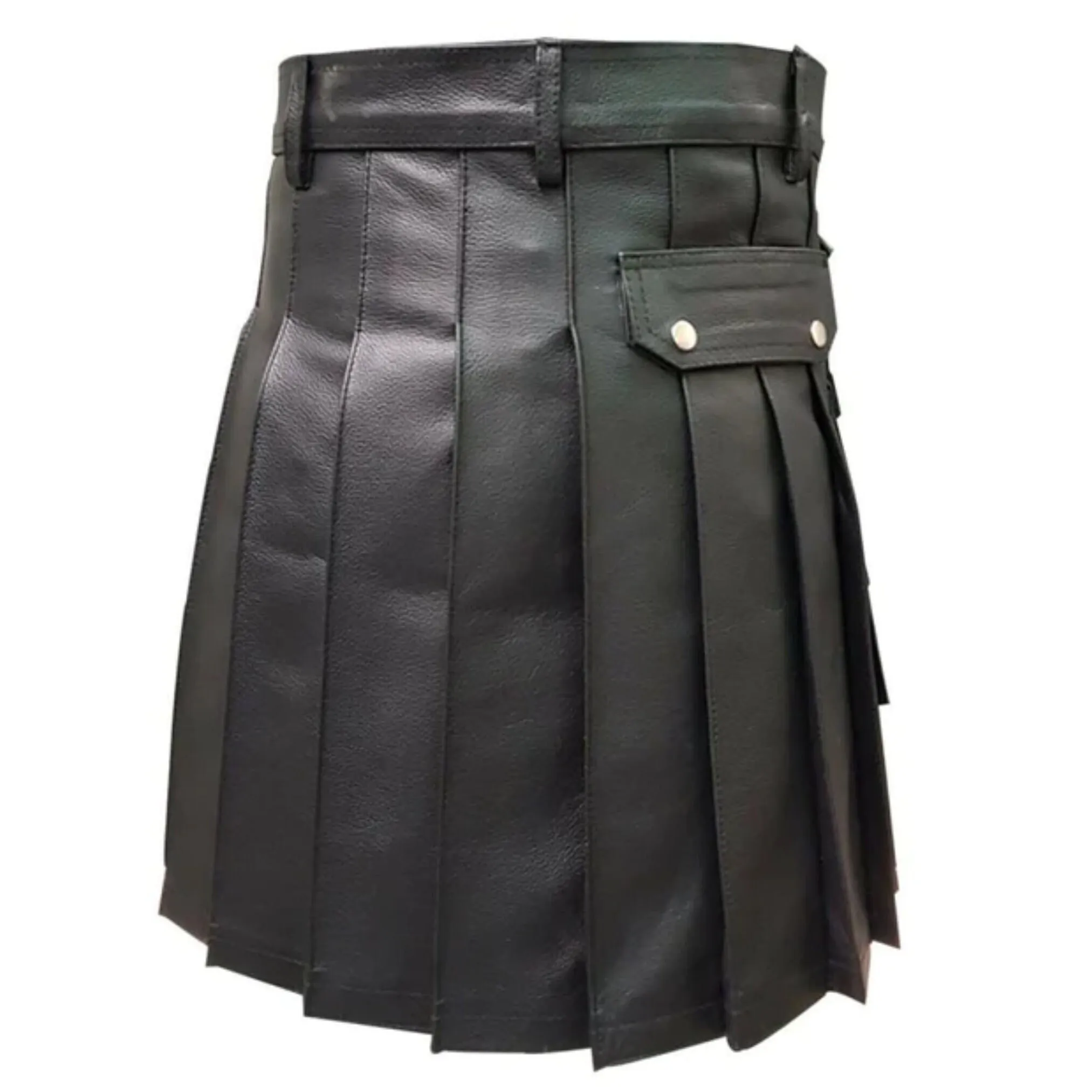 Men Utility Leather Kilts Traditional Scottish Black Leather Kilt For ...