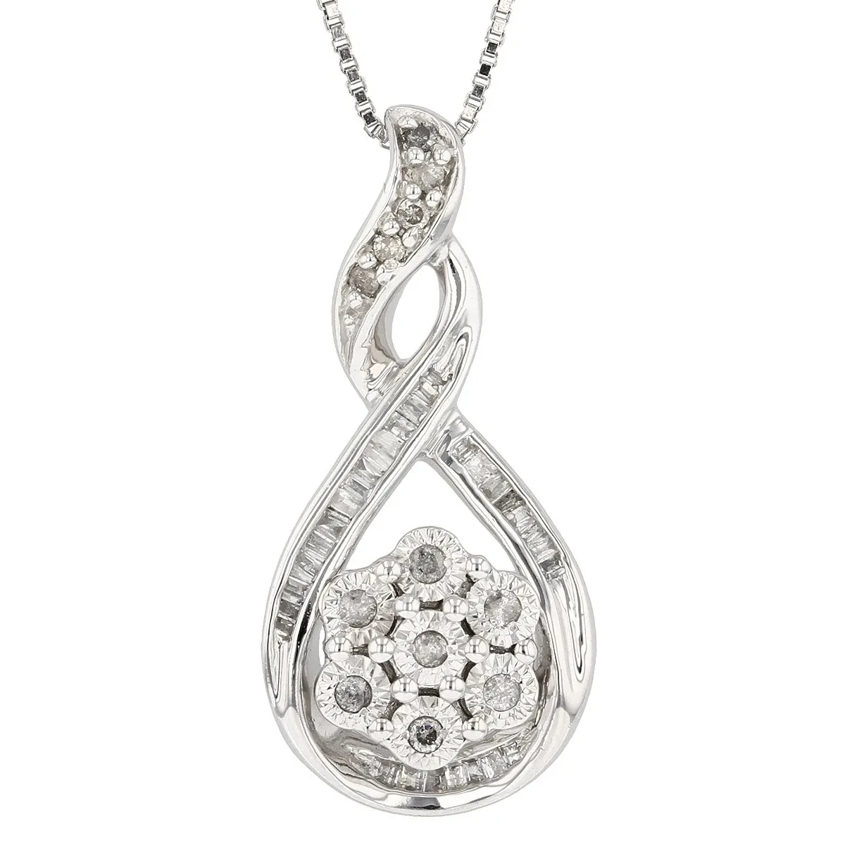 White Diamond Slide Pendant,Rhodium Over 925 Sterling Silver With Box ...