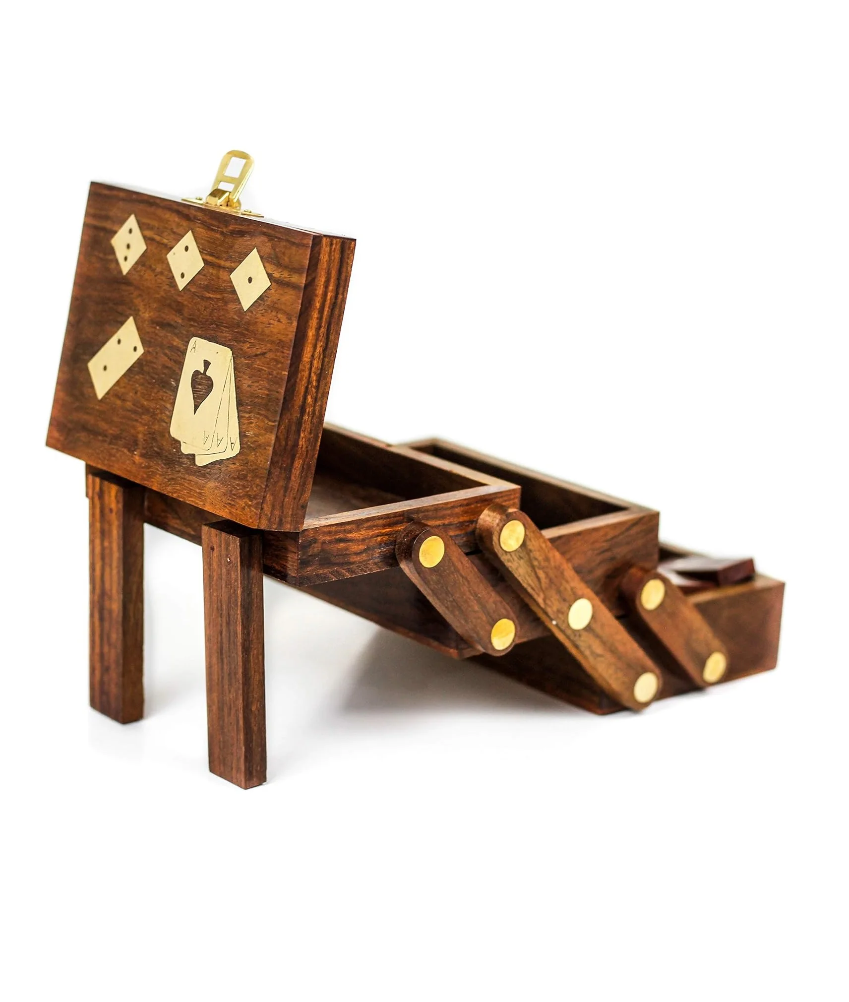 All-in-one Wood Crafted Multi Game Box: Domino,Cards,Dice And More ...