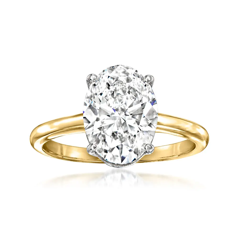 Oval Lab-grown Diamond 14k Yellow Gold Ring | Exquisite Diamond Jewelry ...