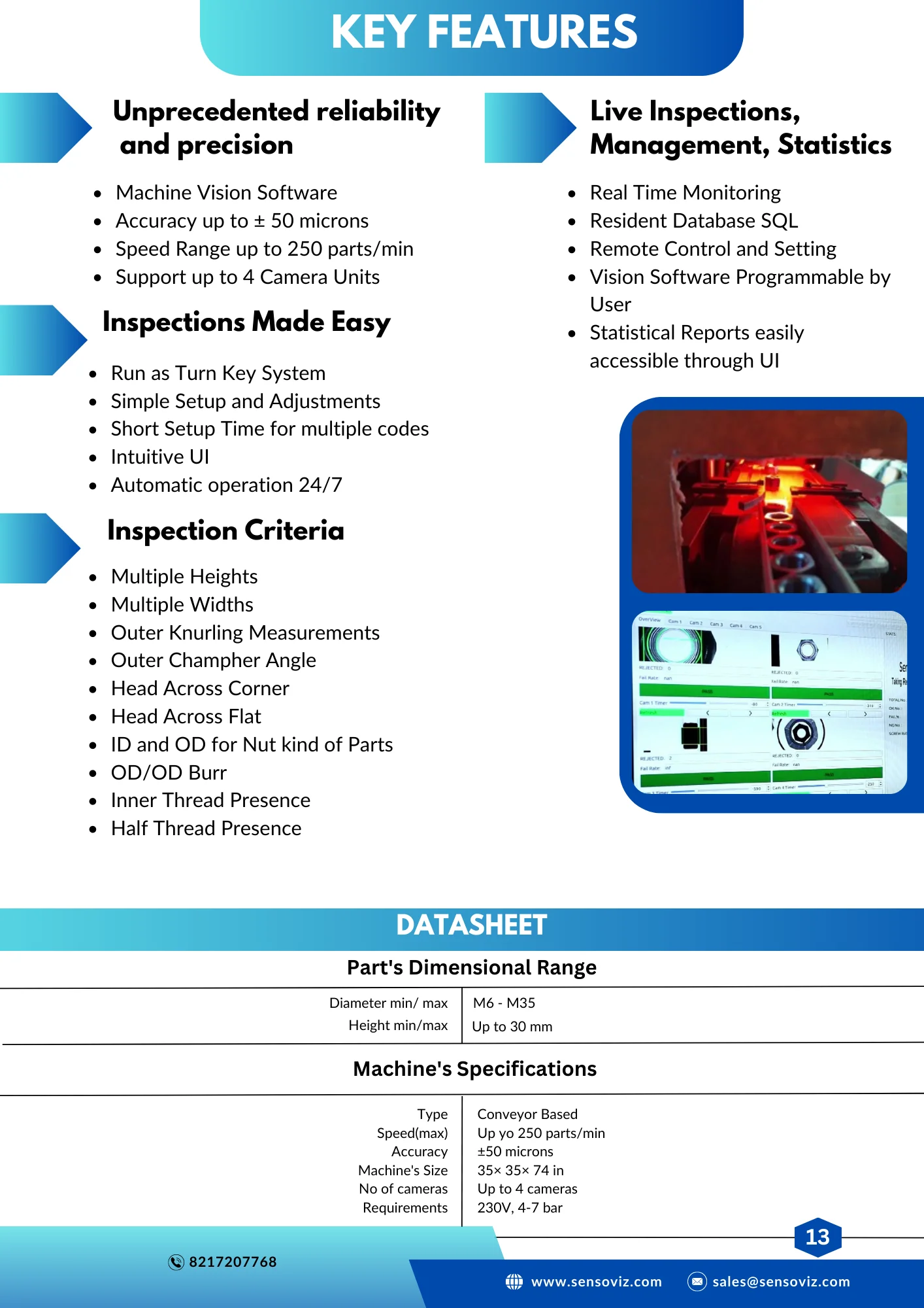 Pins And Studs Optical Sorting Conveyor Based Vision Inspection Machine ...