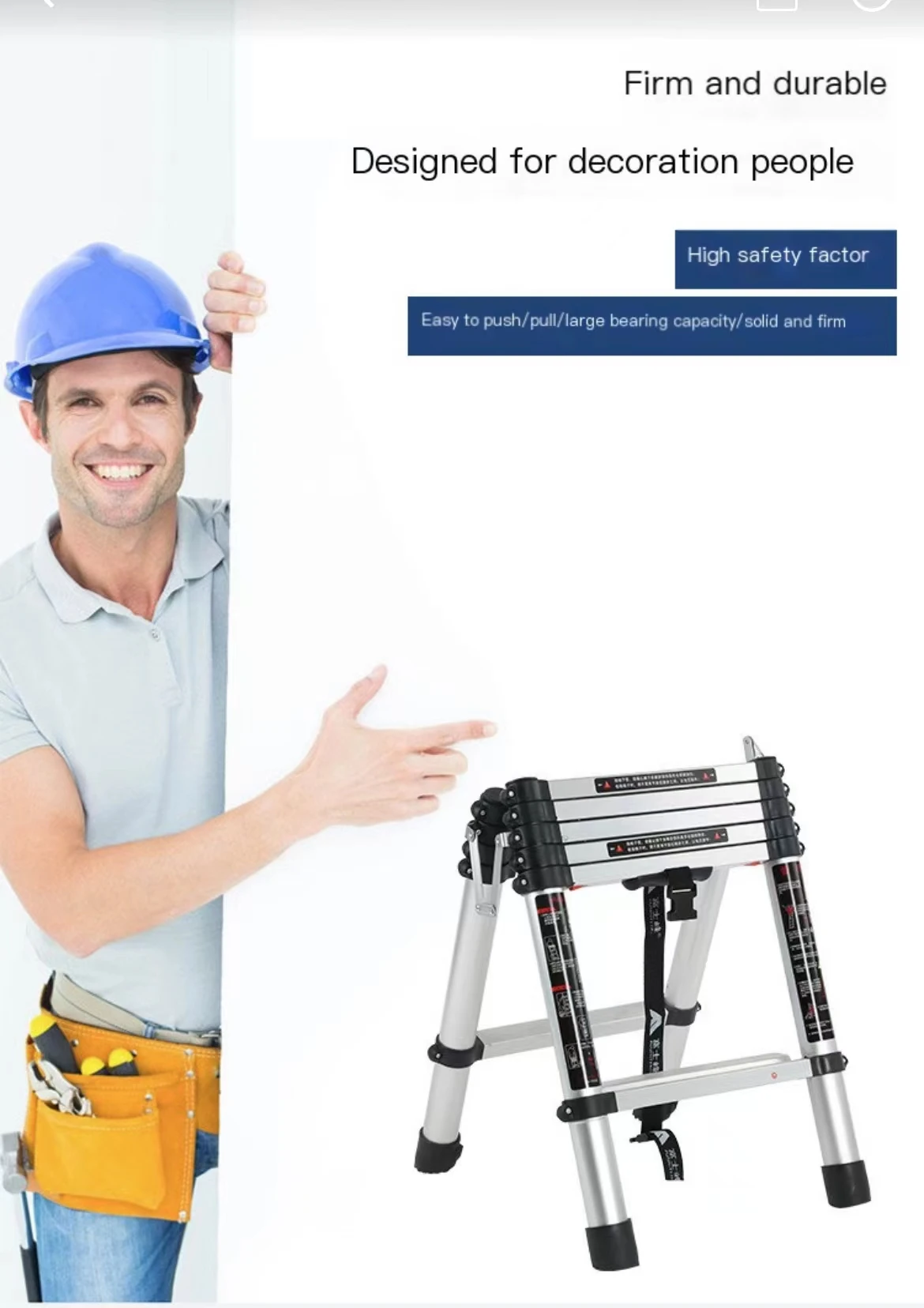 6 Step Aluminum 4.59ft Telescoping Ladder Lightweight Portable A-frame ...