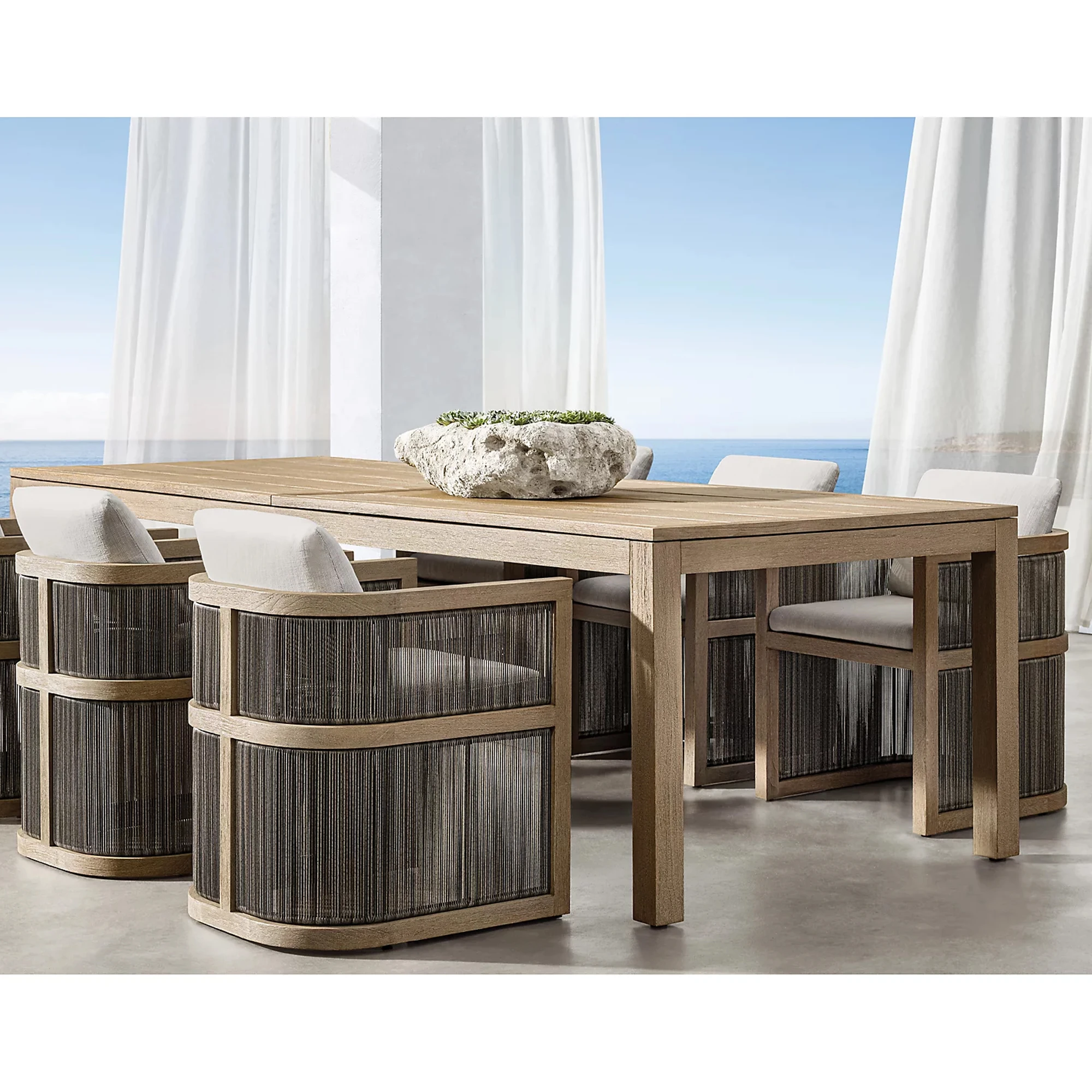 Dining Arm Chair U-Shape Teak Wood Frame - Bellamy