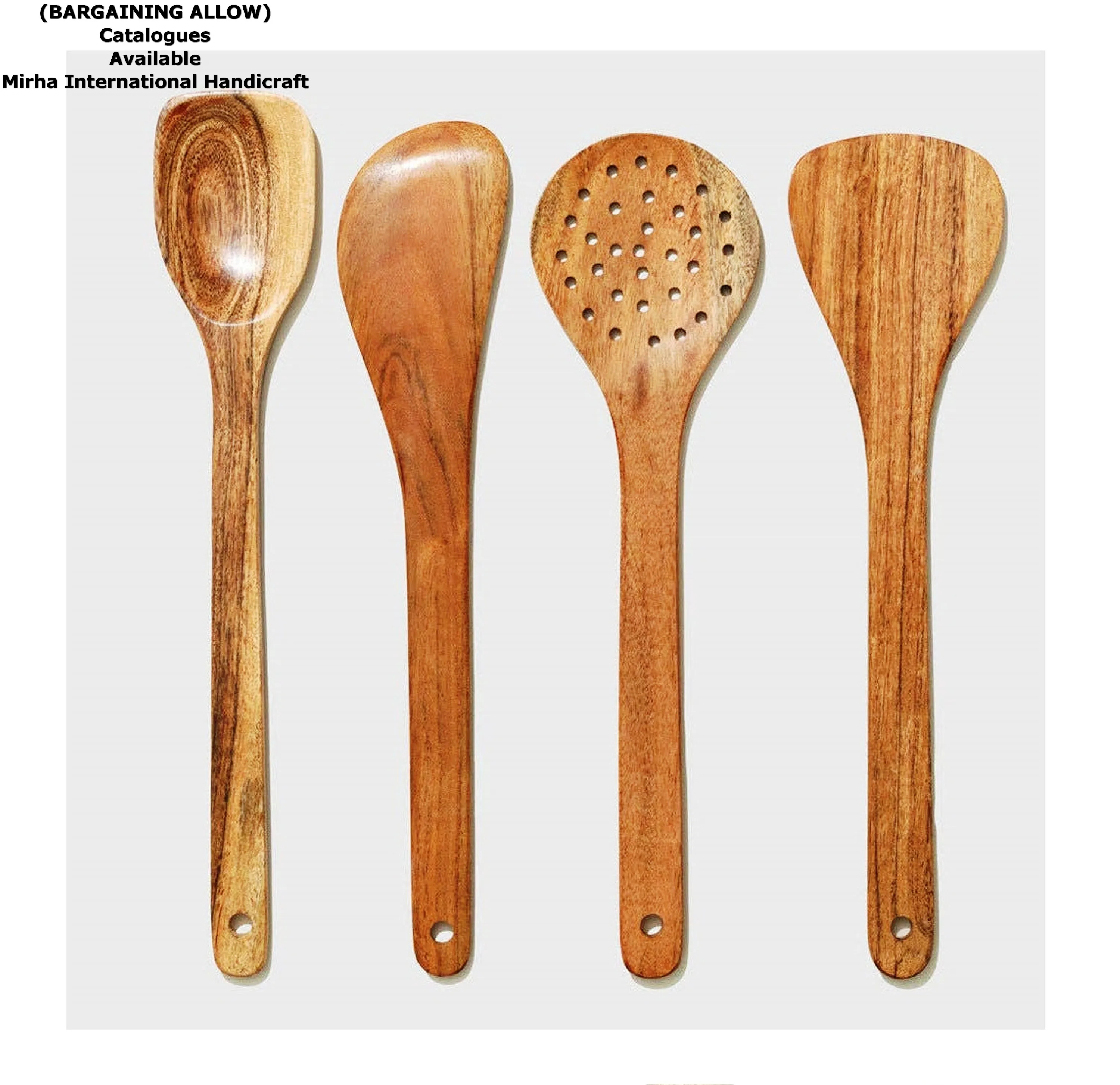 Acacia Wooden Utensils Set of 4 Wooden Spoons for Cooking Indian Non ...