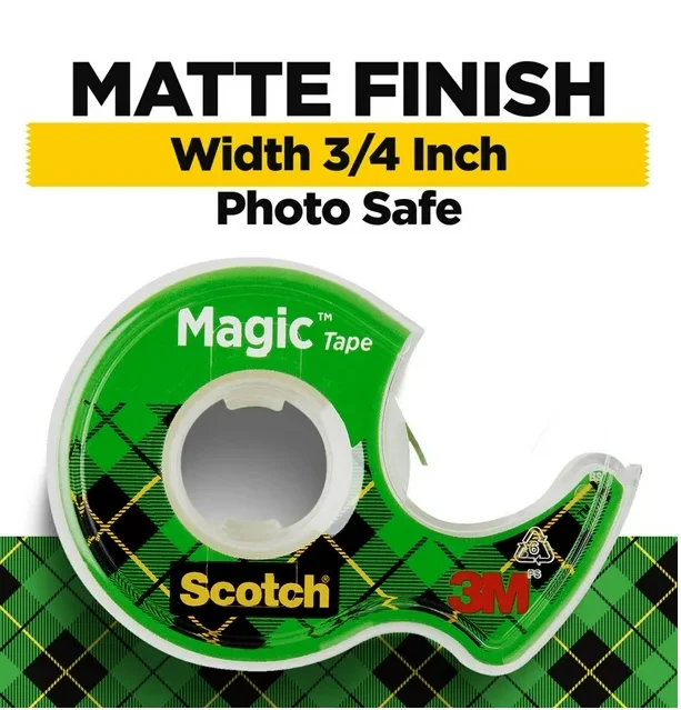 Scotch Magic Tape With Dispenser,Narrow Width,Engineered For Office And ...