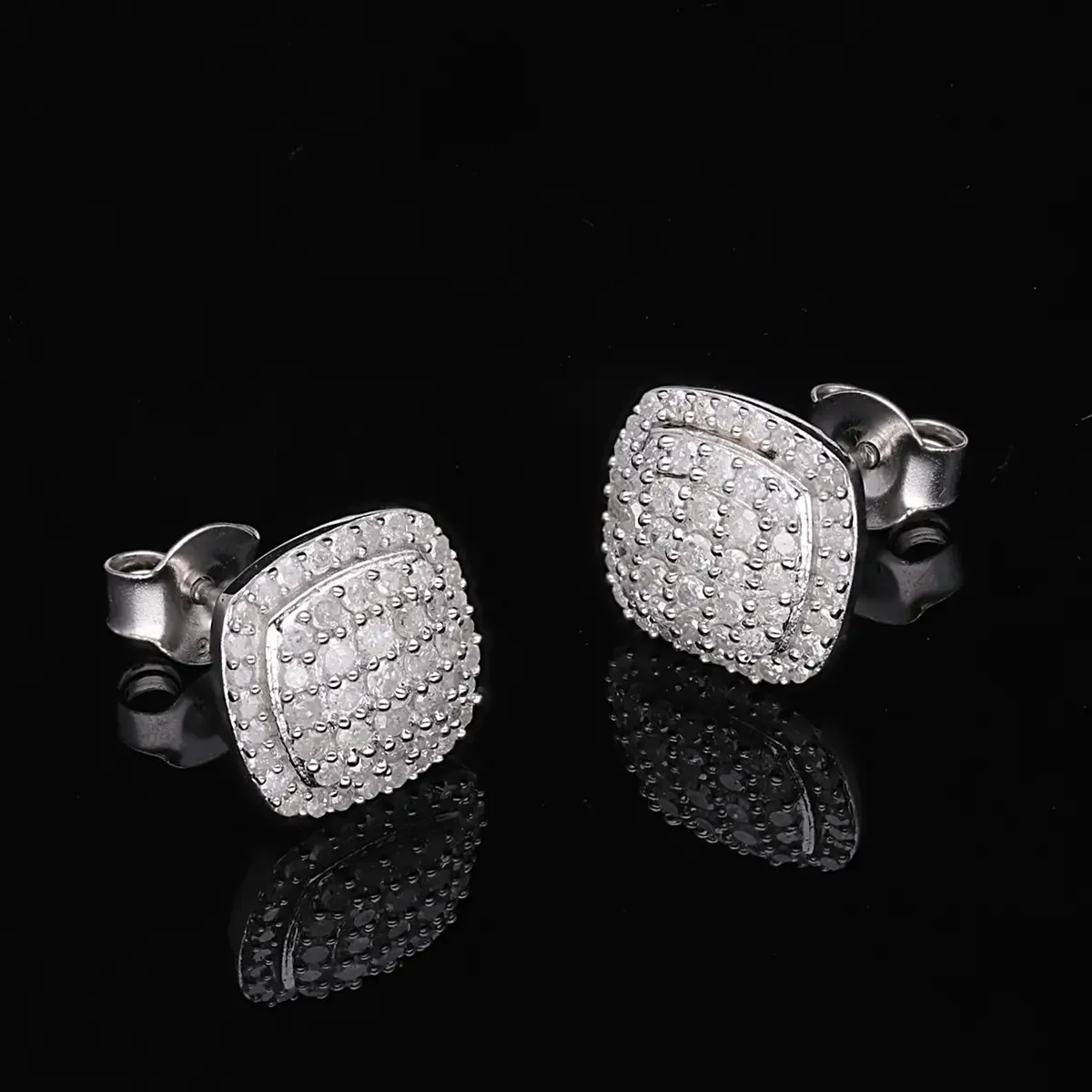 Dazzling Simplicity: Diamond Stud Earrings In Platinum Over Sterling Silver,Elegant Fine Jewelry ...