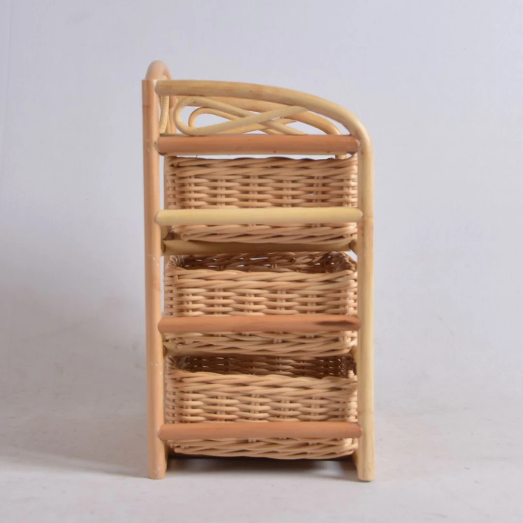 Multifunctional Storage Rack With 3 Drawers Rattan Wicker Basket ...