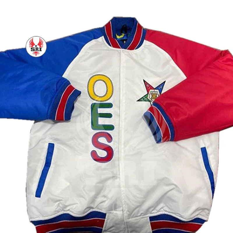 复活节之星刺绣定制缎面夹克订单 | Oes兄弟会刺绣定制轰炸机夹克 - Buy 定制订单的 “东方之星” 聚酯缎腰部和袖口有松紧带的短夹克真丝 ...