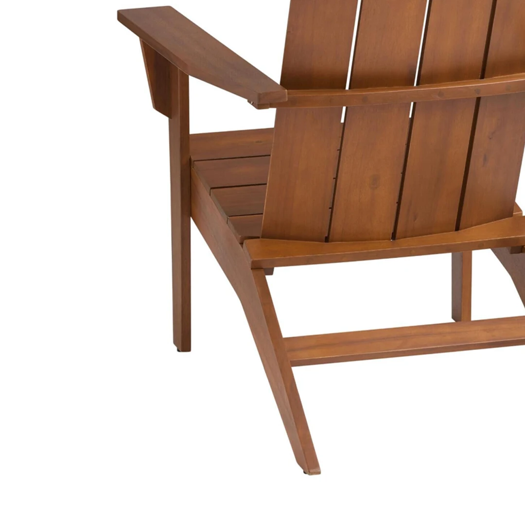 Teak Solid Wood Modern Slatted Chair With Armrest And Long Backrest For ...