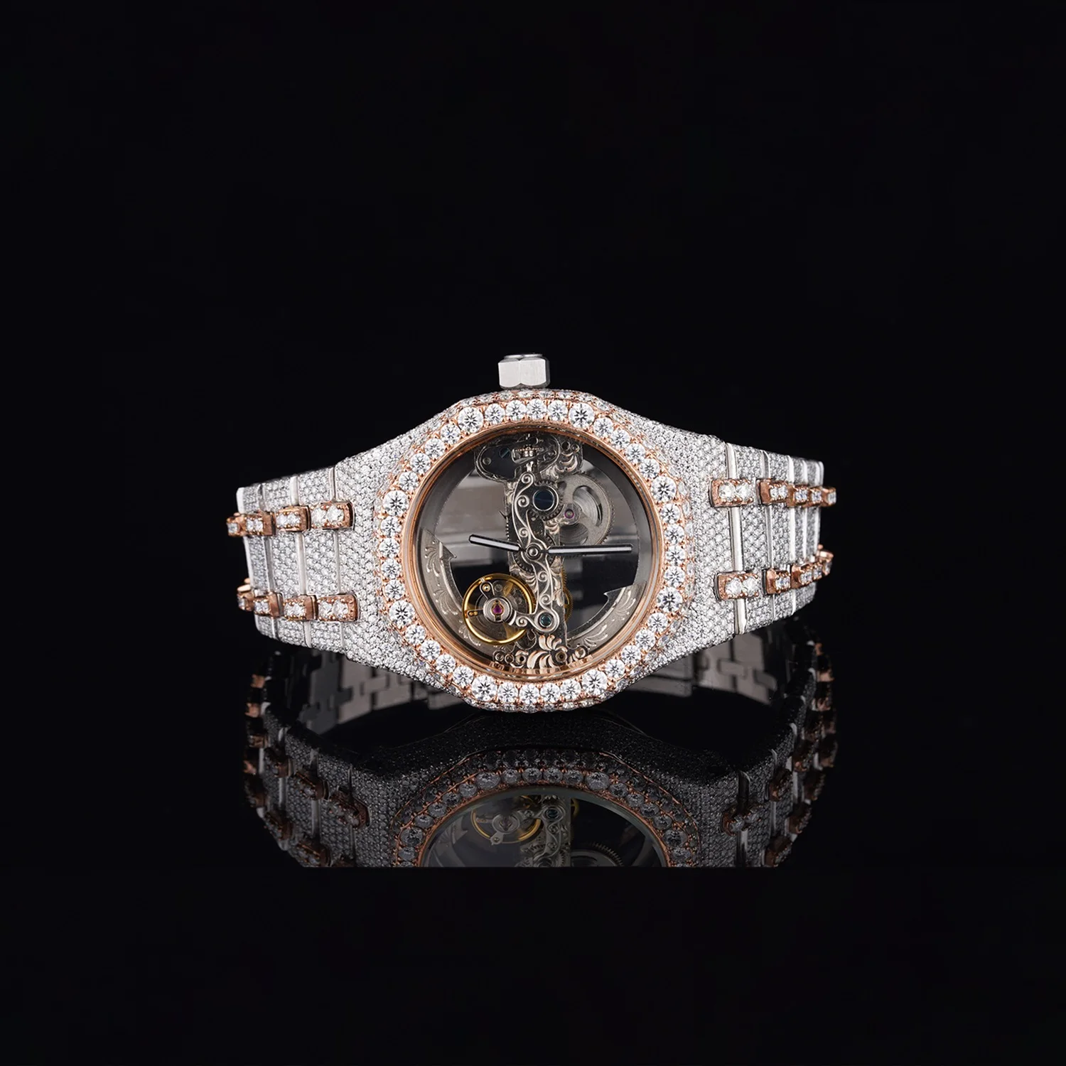 Genuine Grade A P Skeleton Iced Out White Moissanite Diamond Studded ...