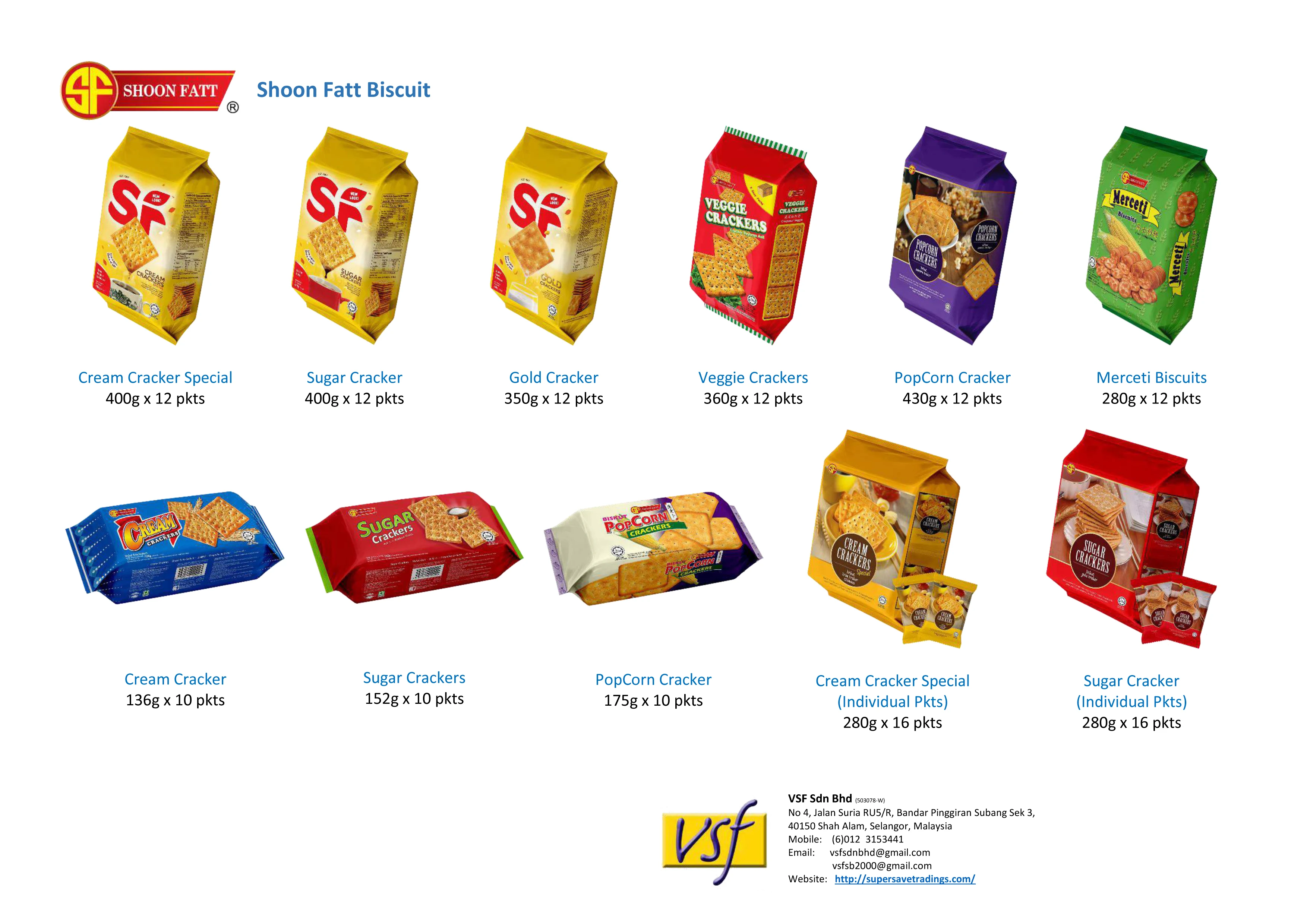 Shoon Fatt Marie Biscuits - 156g X 10 Pkts Speciality Biscuits