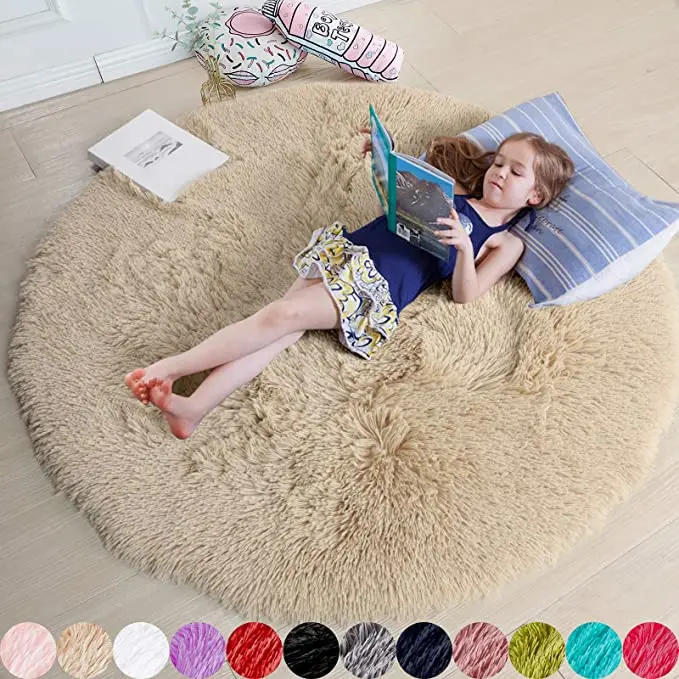 Kids Rug Round Anti Slip Soft Smooth Synthetic And Polyester Carpet For ...