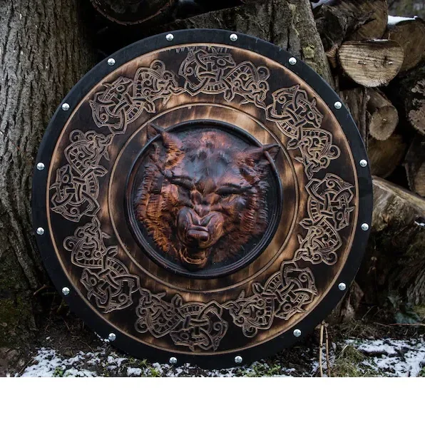 Viking Shield Wolf Shield Viking Wall Decor Wood Wall Art Handmade Home ...
