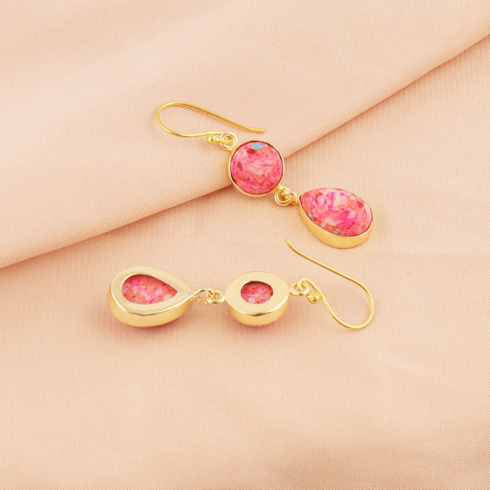 Wholesale 18K Gold Plated Brass Earrings Handmade Statement Synthetic ...